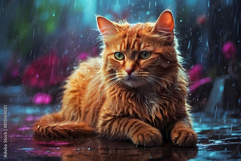 Furry Raindrops: Cat's Wet Weather Wonders, AI-generated images of ...