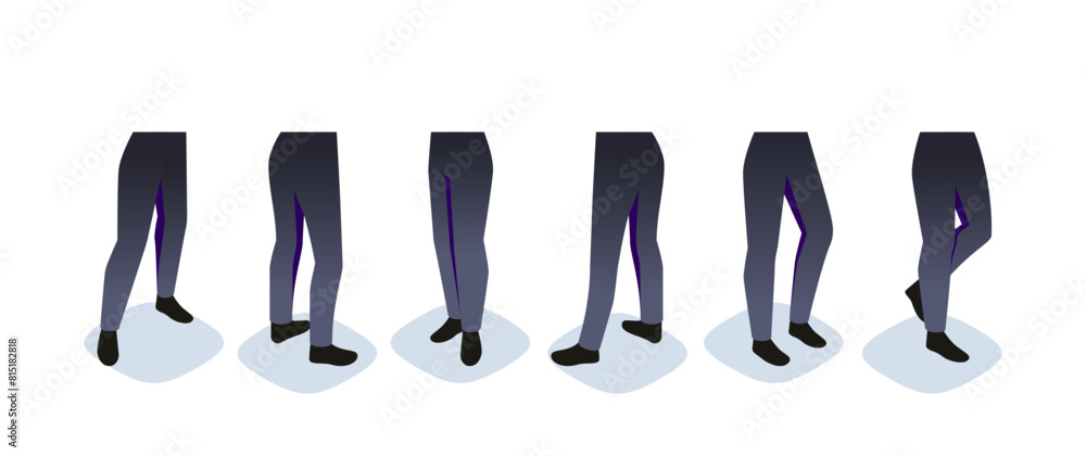 Isometric constructor to create character. Set of feet and leg poses ...