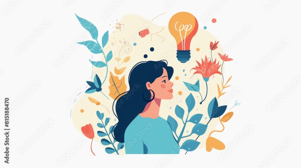 Creative process concept in modern flat design for web. Woman ...