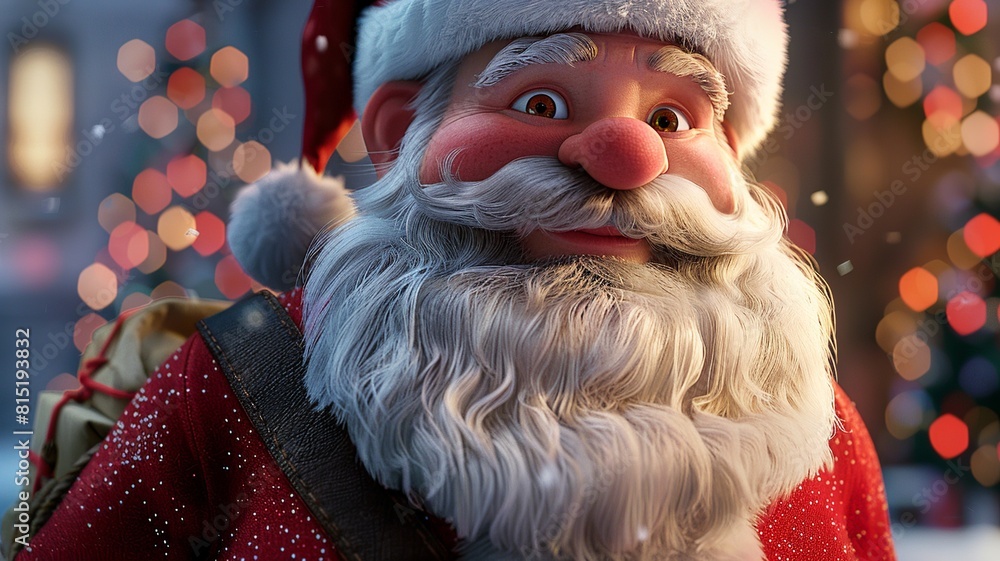 This black and white coloring page features a cartoon version of Santa ...