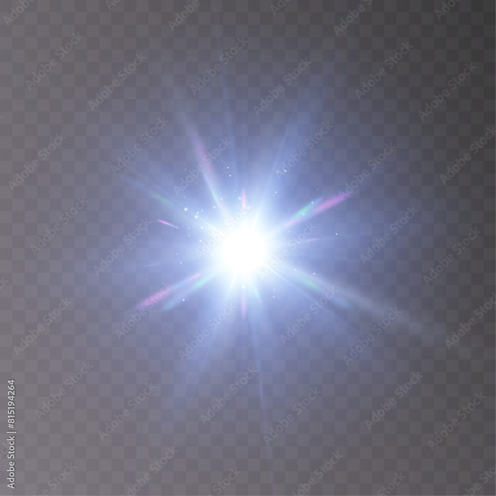 Light effect. Abstract blue flash of light and laser beams with glitter ...