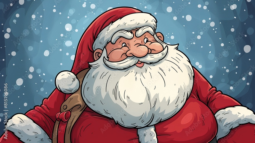 This black and white coloring page features a cartoon version of Santa ...