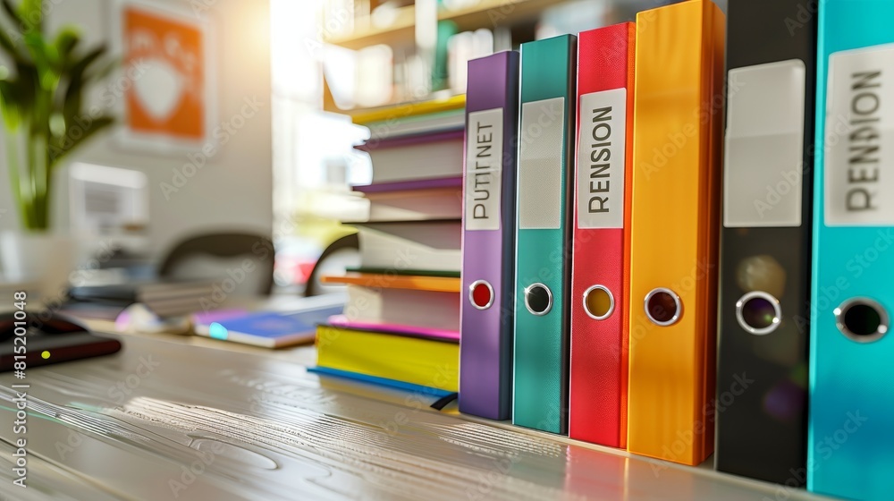 Colorful binders labeled "Legal Documentation" arranged in a stack on a ...