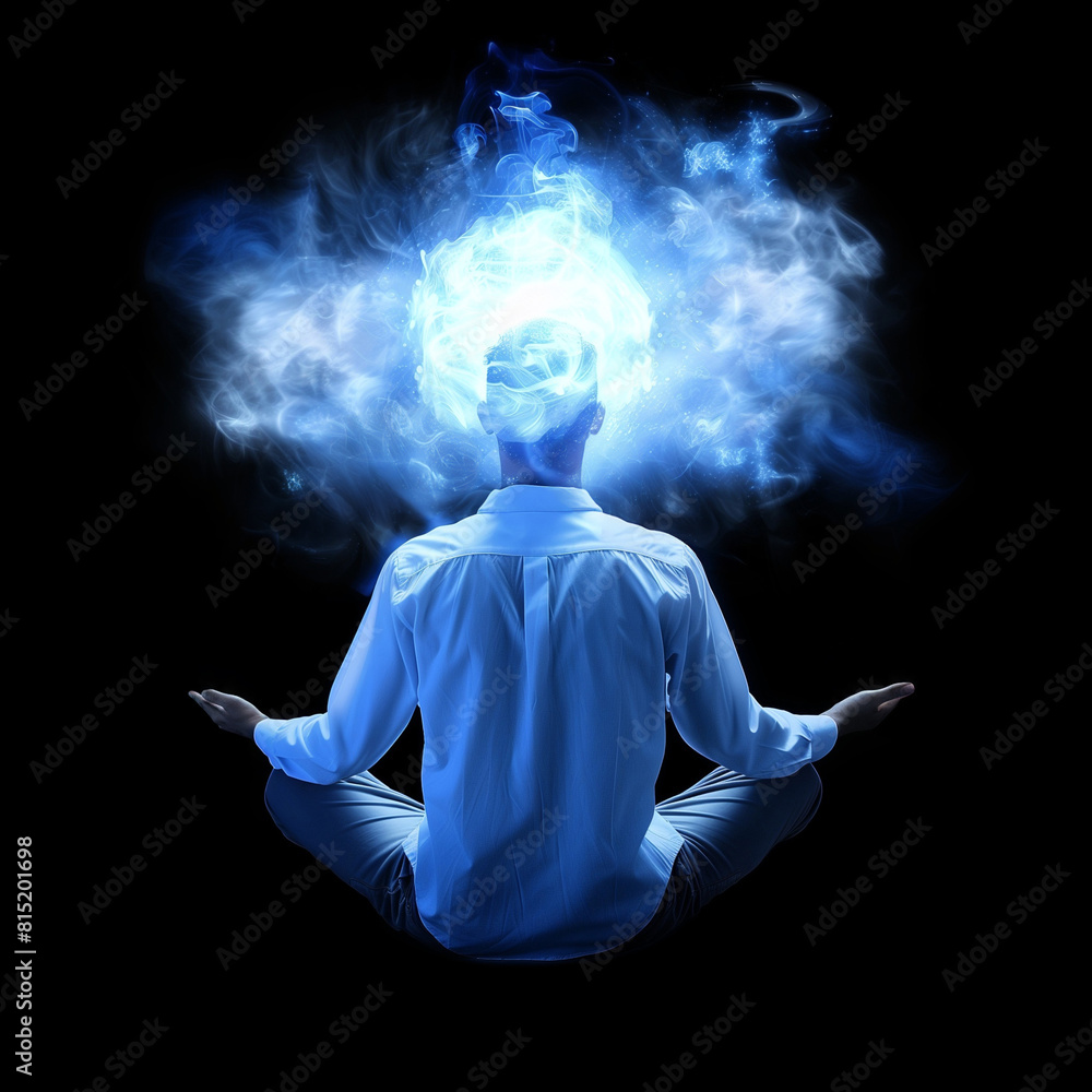 Digital illustration of a yoga person in lotus position, meditation ...