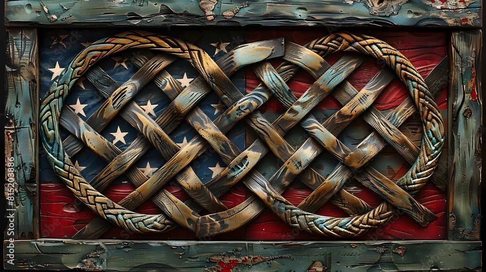 Celtic Endless Knot Design American Flag Intricate Knot Work Art in ...