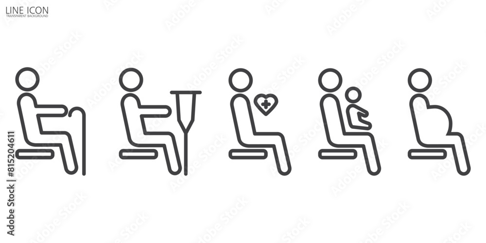 Simple line icon Passenger Priority, Old man, Elderly, Pregnant woman ...