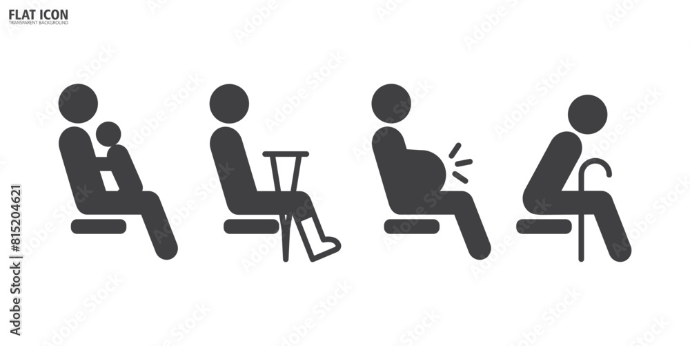 Simple Passenger Priority Symbols, Old man, Elderly, Pregnant woman ...
