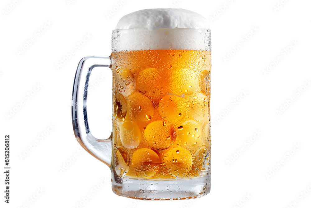 Refreshing cold beer in glass mug, isolated PNG on transparent ...