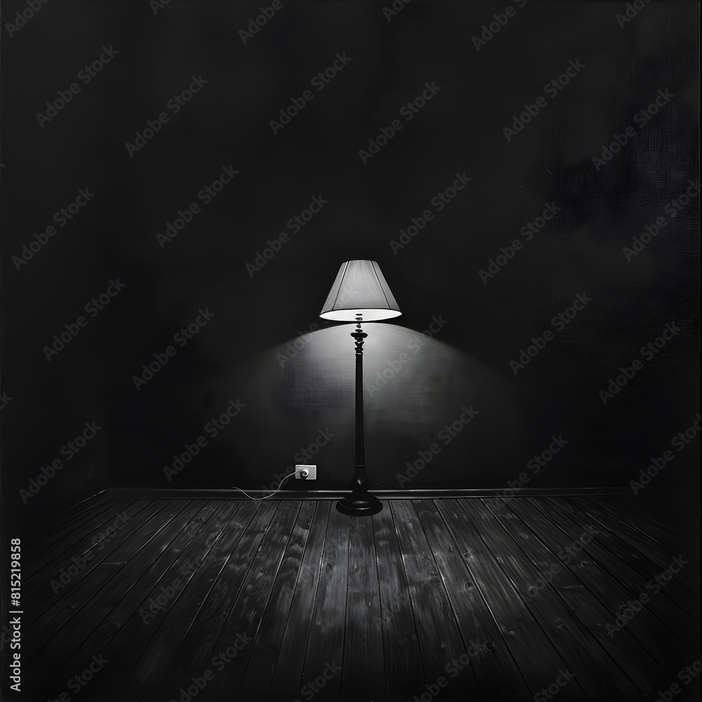 Lone Light in Pitch Black Room Stock-Illustration | Adobe Stock
