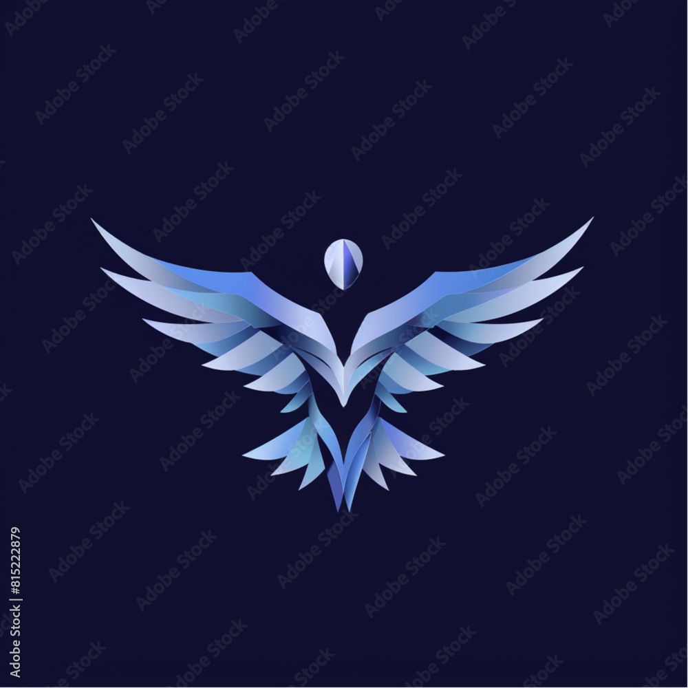 logo design, a winged man flying with wings spread wide, vector logo ...