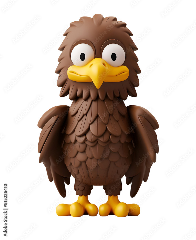 Charming Brown Eagle: A 3D Rendered Chibi Animal Cartoon Illustration ...