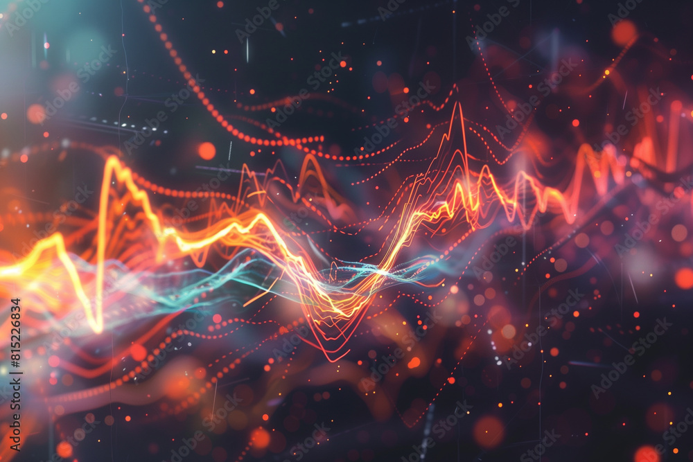 Use graphical elements to depict the fluctuating audio waveforms of a ...