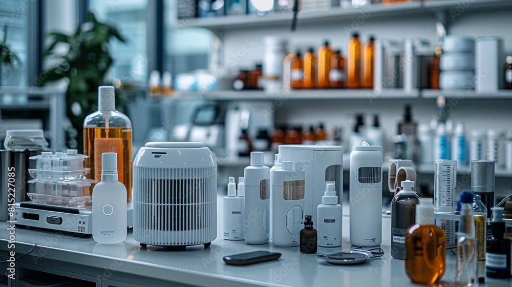 indoor air quality devices, assorted air quality monitoring tools on a ...