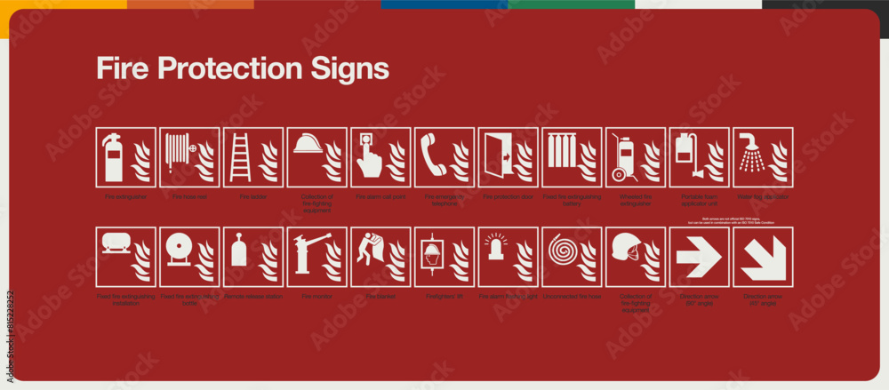 International set signs symbols ISO 7010. Used in industrial ...