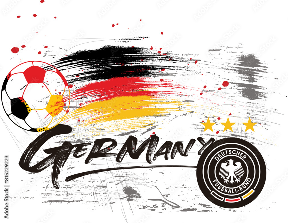 Germany flag with soccer ball .Paint brush stroke vector, graphic ...