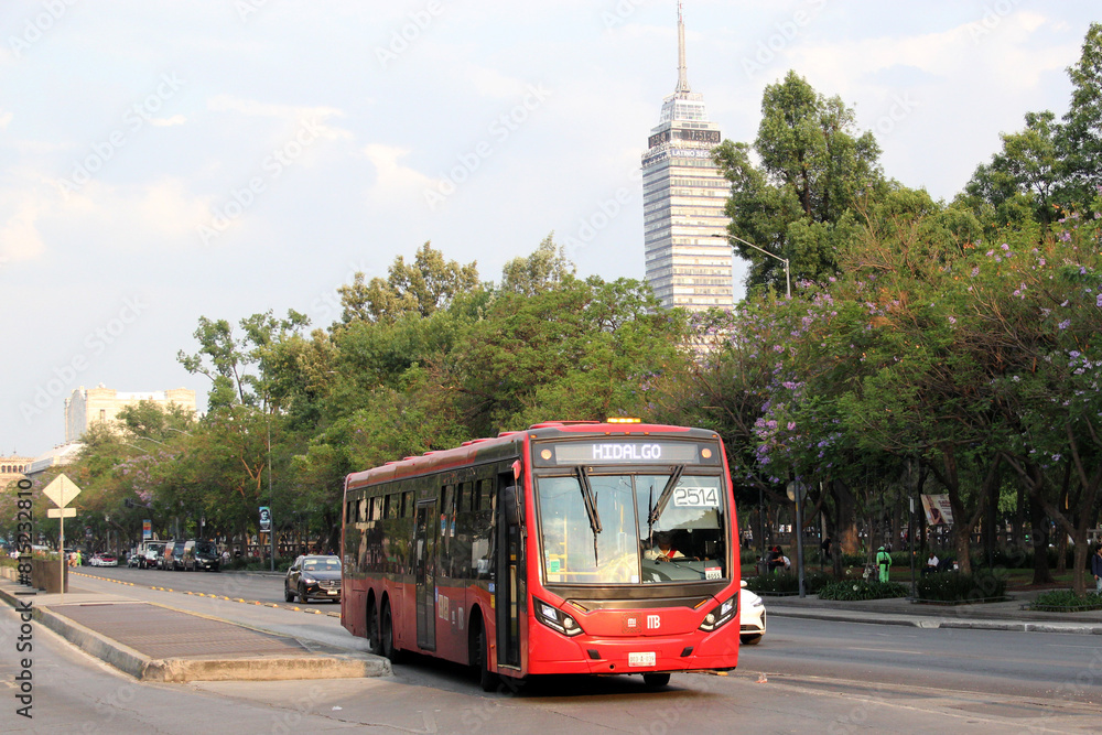 Mexico City, Mexico - Apr 24 2024: The Metrobus is an electric rapid ...