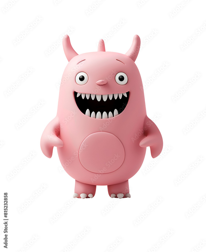 Cute Pink Monster Chibi Animal: A 3D Rendered Cartoon Character ...