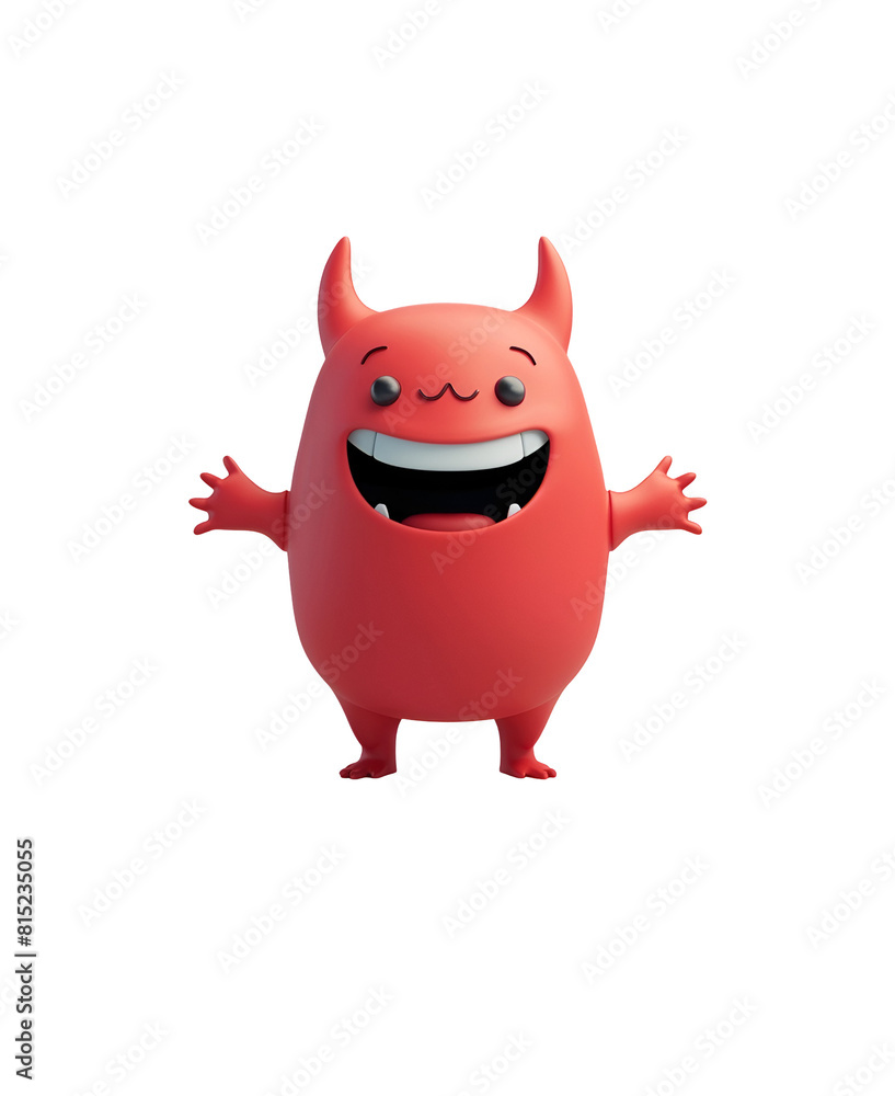 Chibi Animal Art: Cute Red Monster in a 3D Rendered Cartoon, Isolated ...