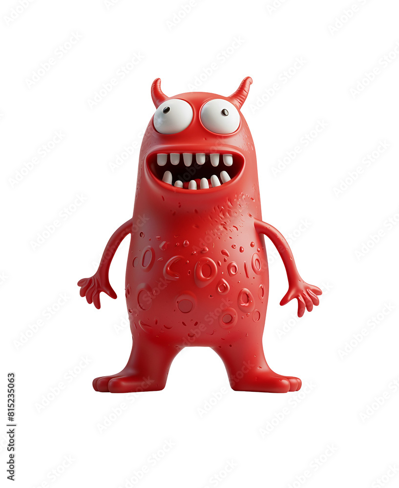 Adorable 3D Rendered Red Monster: A Chibi Animal Cartoon Illustration ...