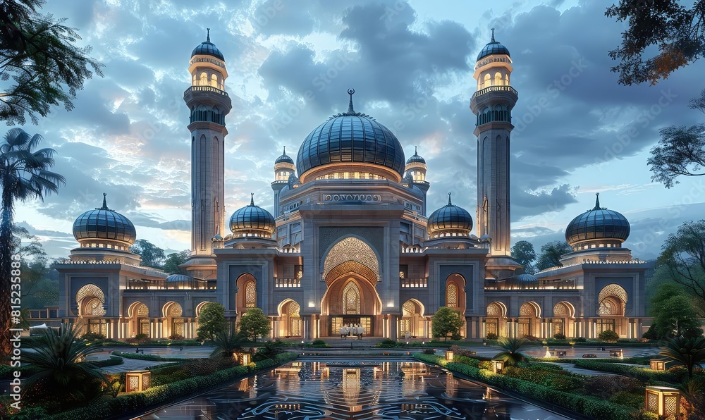 Foto de Concept art of a modern mosque with classic Islamic ...