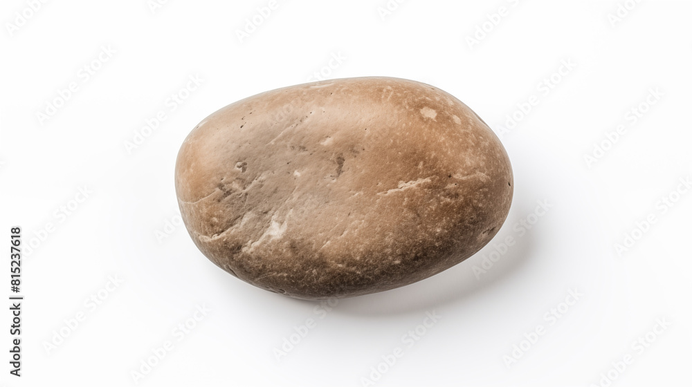 one single stone top view beige color on white background Stock Photo ...