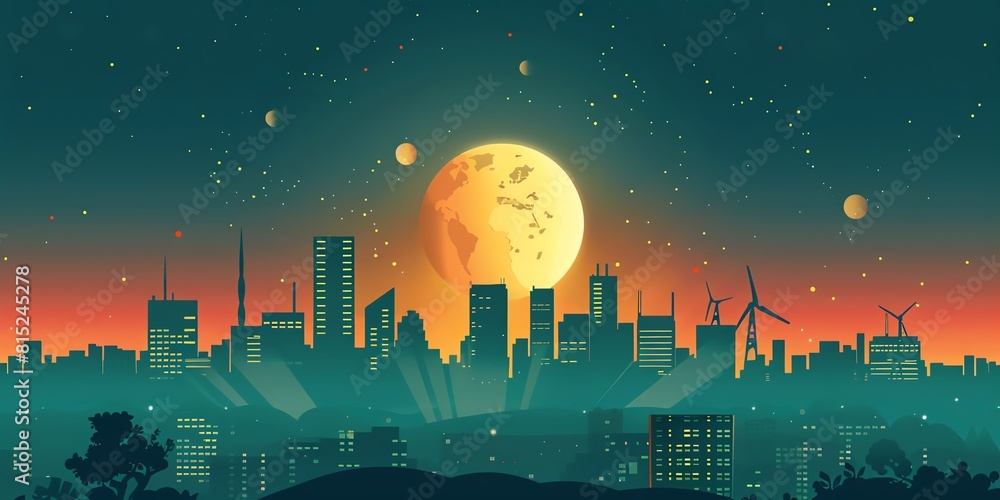 environment, flat design, global digital blackout day to save energy ...