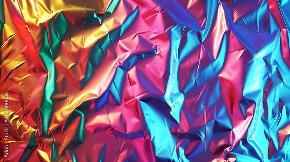 A colorful piece of fabric with a metallic sheen. The colors are bright ...