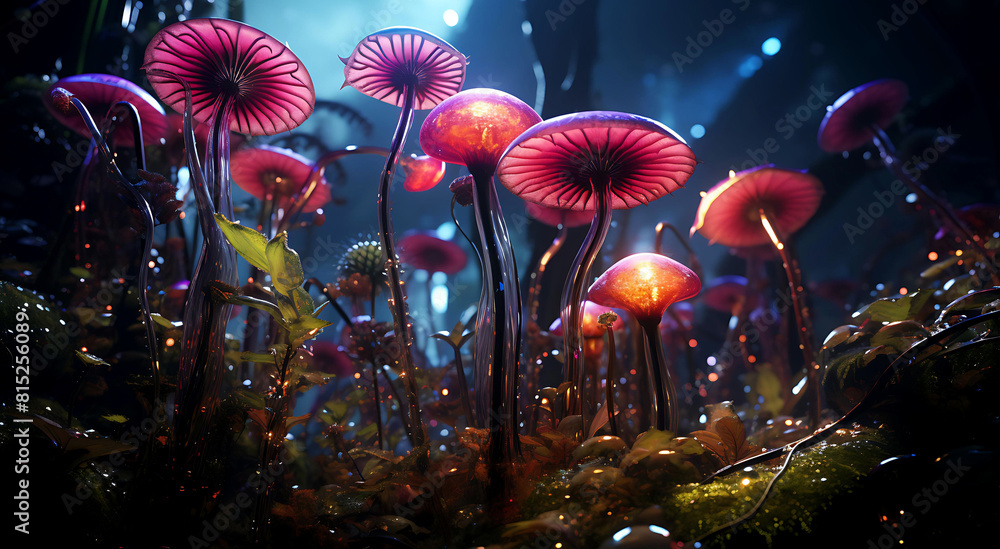 Alien Spicy Mushroom Carnivorous plants in the rainforest. Stock ...