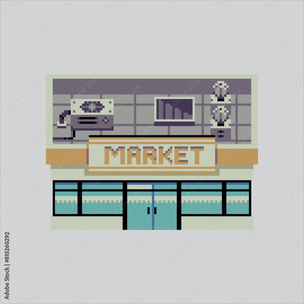 Pixel art illustration Supermarket. Pixelated Market. Supermarket store ...
