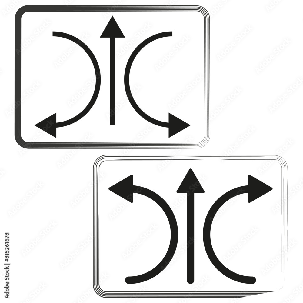 Vector road signs for detour routes. Traffic rerouting arrows symbols ...