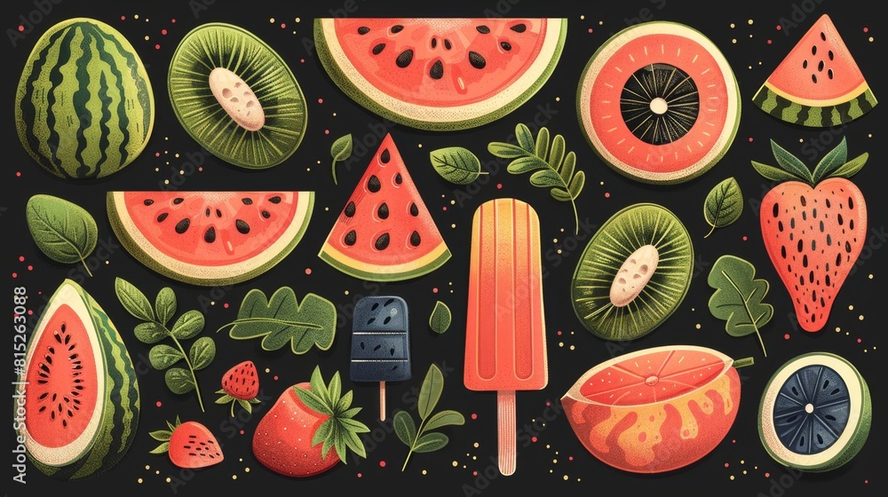 summer fruit clipart, adorable watermelon slice and popsicle clipart ...