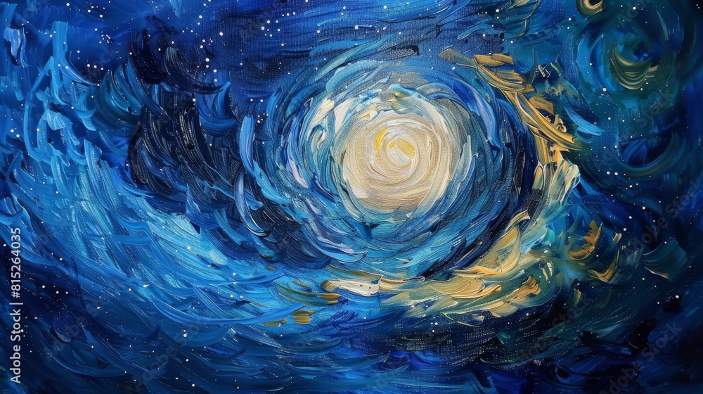 Starry night sky art with swirling clouds and bright celestial bodies ...