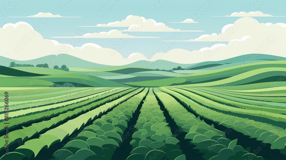Raw agricultural fields flat design side view crop cultivation theme ...