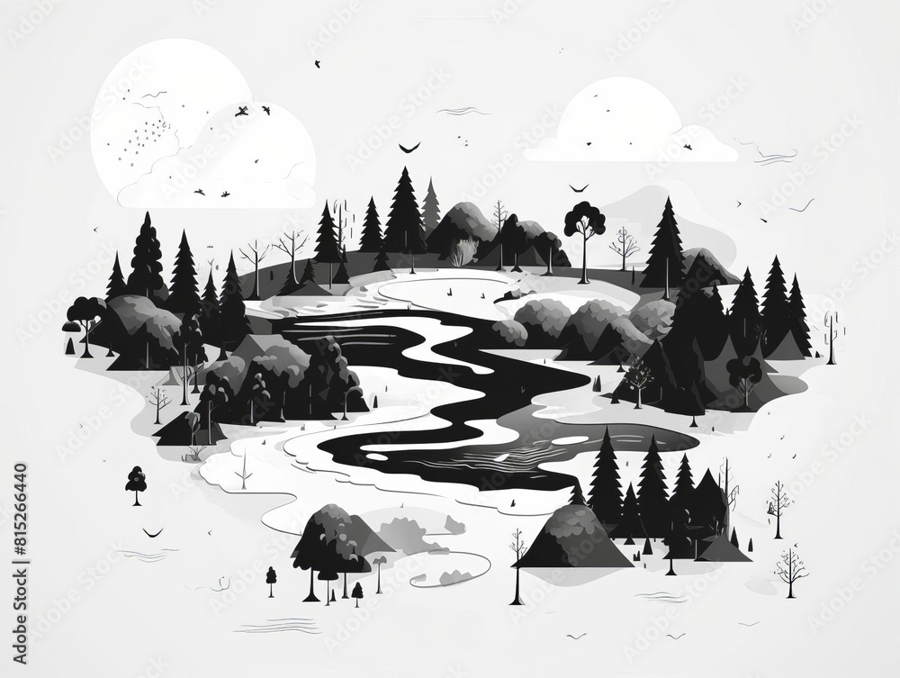 Tiny natural reserves flat design top view conservation areas theme ...