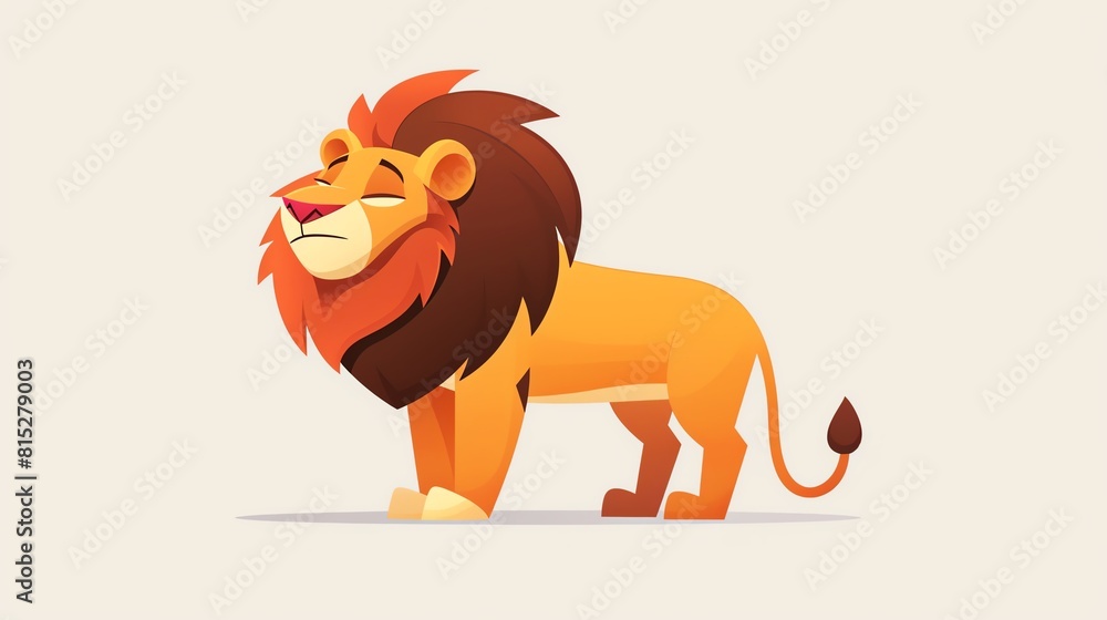 Cartoon lion flat design, side view, lion theme, cartoon drawing ...