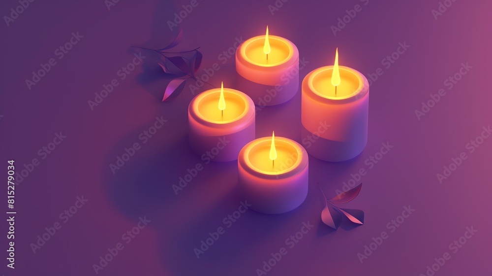 Candlelight flat design, top view, candle theme, 3D render ...