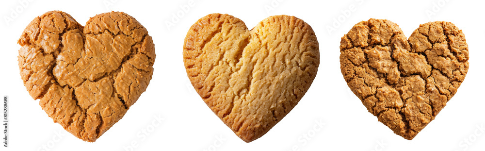 Heart Love shape cookie cookies biscuit on white background cutout file ...