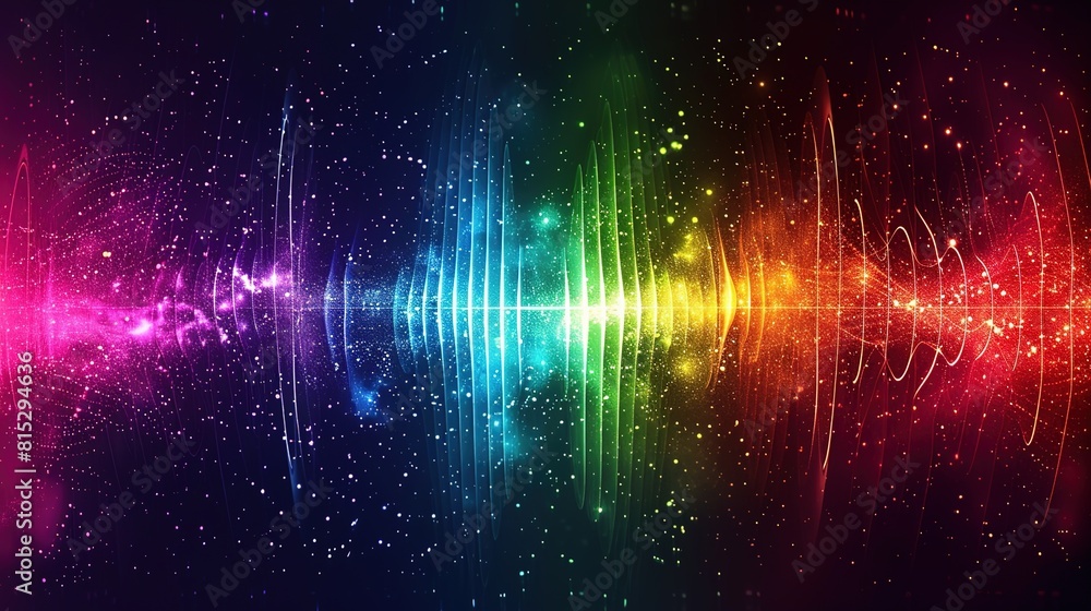 Electromagnetic spectrum depicted with colorful wavelengths, spanning ...