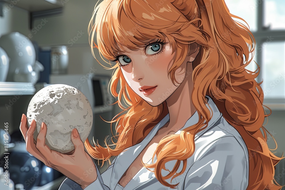 Futuristic Young Female Scientist Holding Mysterious Object - Anime Art ...