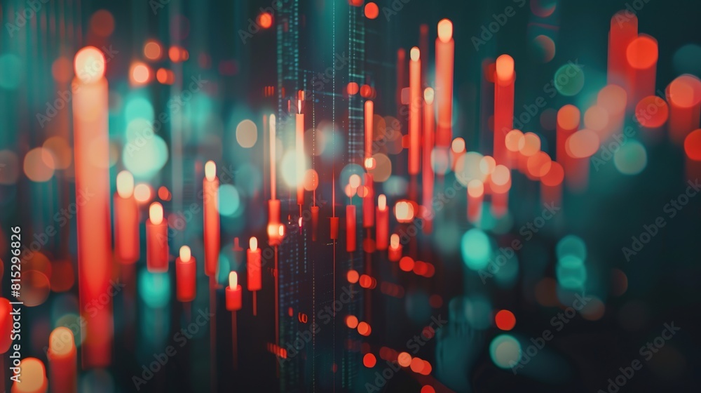 Financial market analysis portrayed with candlestick charts and ...