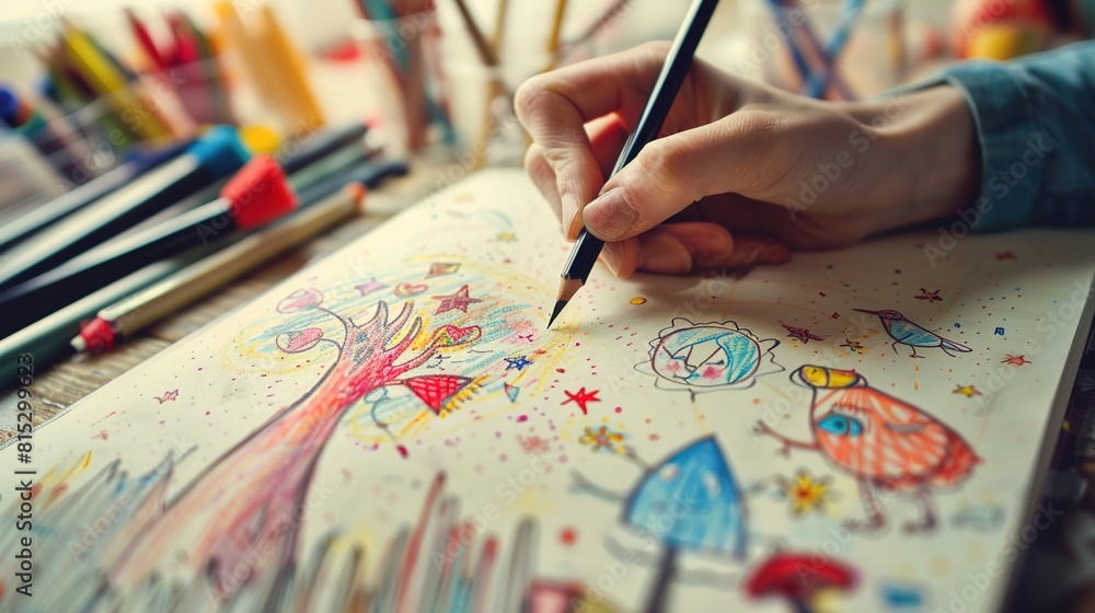 Illustrator Sketching Whimsical Characters Breathing Life Into Stories