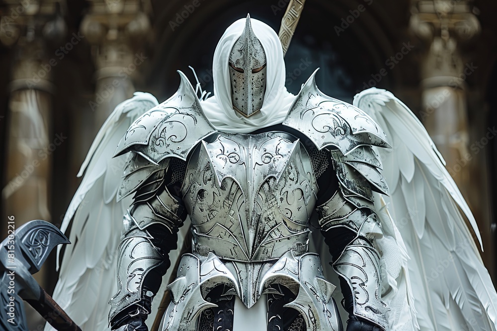 Hispanic Warrior: Ultra-Detailed Portrait of a Silver Armored Knight ...