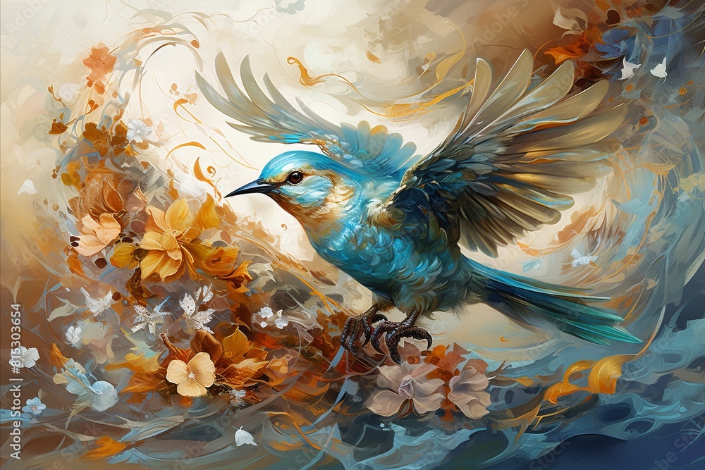 Wings of Color A Bird in Flight. Stock Illustration | Adobe Stock