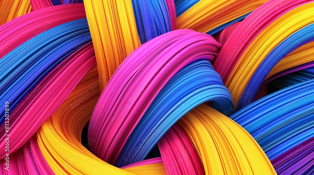 Ribbons of vibrant fabric intertwine and interlock, weaving a tapestry ...