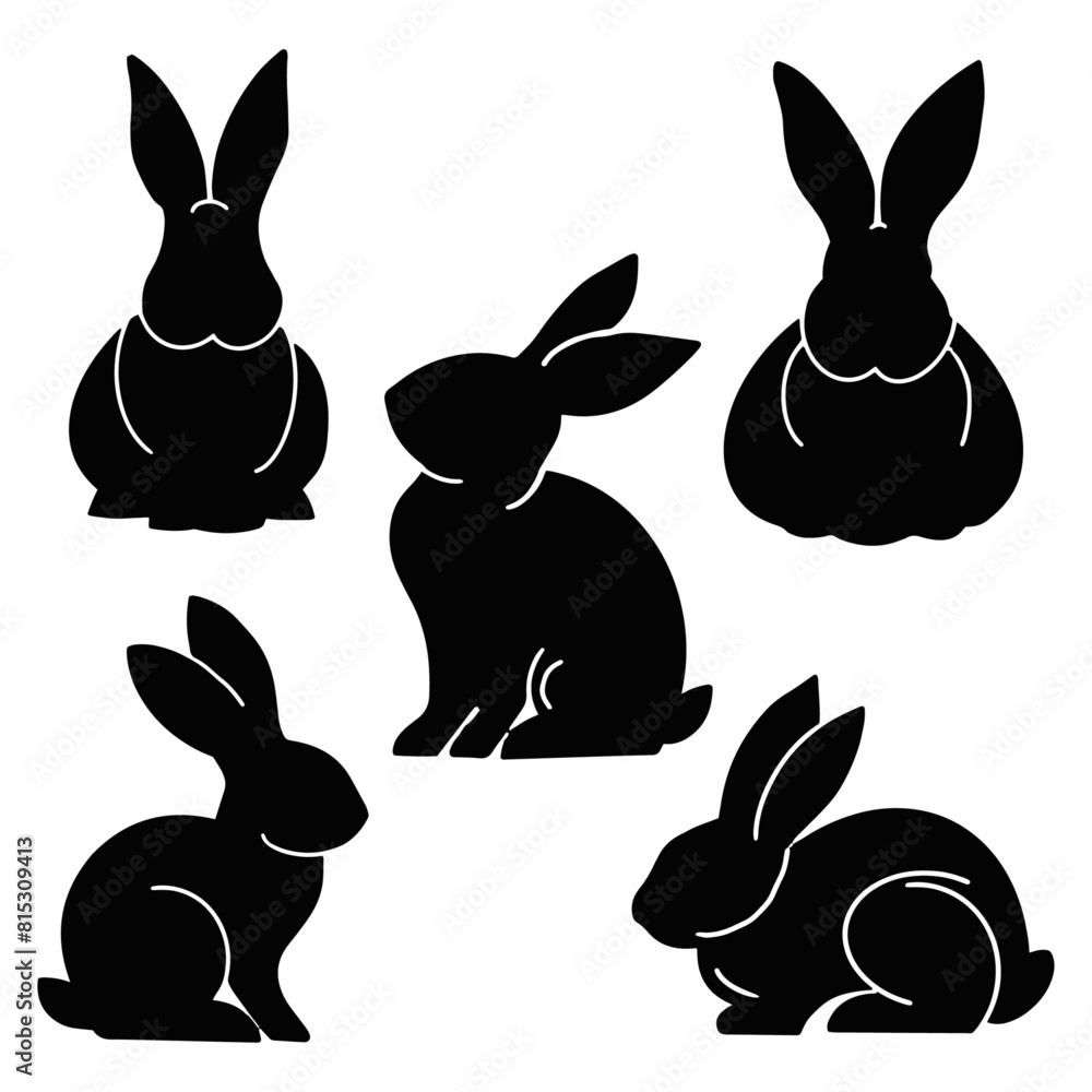 black rabbit silhouette clipart vectors and stock illustrations rabbit ...