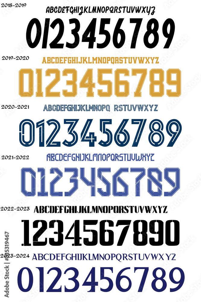 team vector font from 2018 to 2023 sports style font kit. real madrid ...