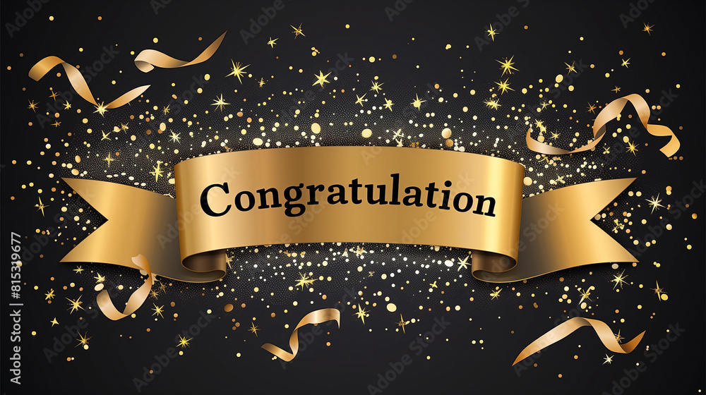 Congratulations banner with gold glitter. Vector illustration. Elements ...