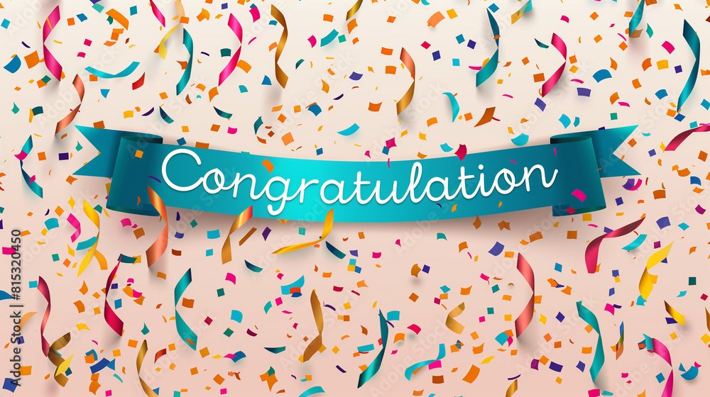 Congratulation confetti banner. Congrats card with color confetti ...