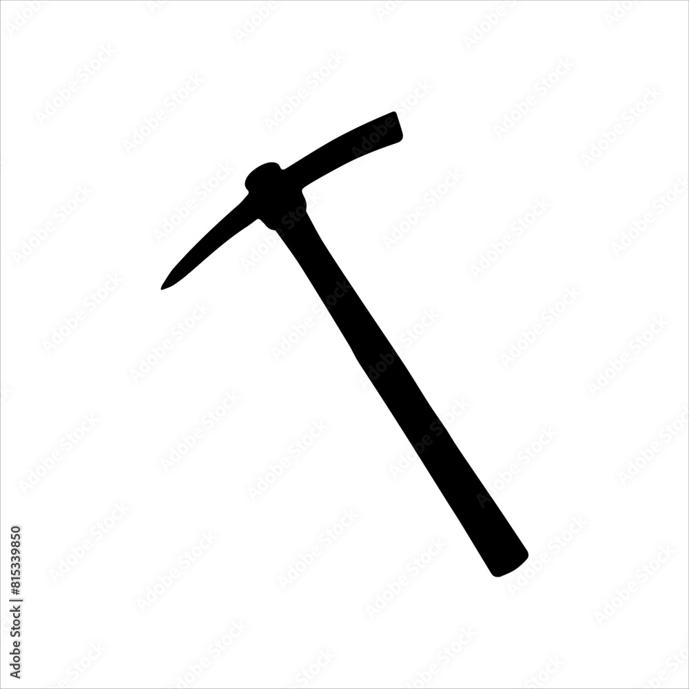 Pickaxe silhouette vector illustration isolated on white background ...