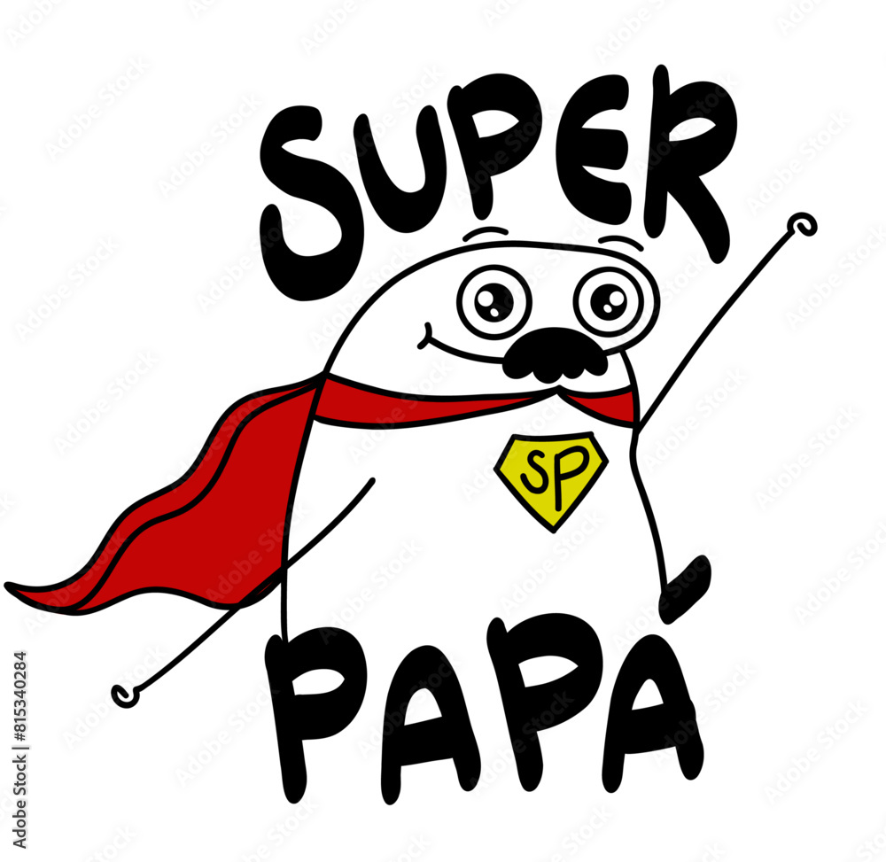 bonita ilustración de dibujo animado de super papá, vector para el día ...